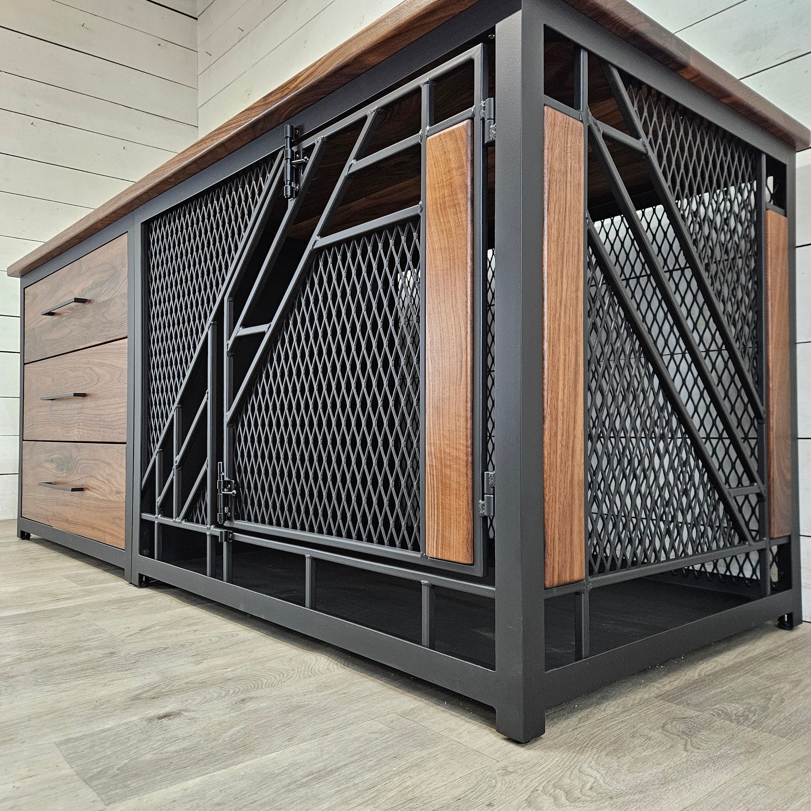 Remy X-Large Dog Crate Furniture with Stack of Drawers | Modern Dog Ke ...