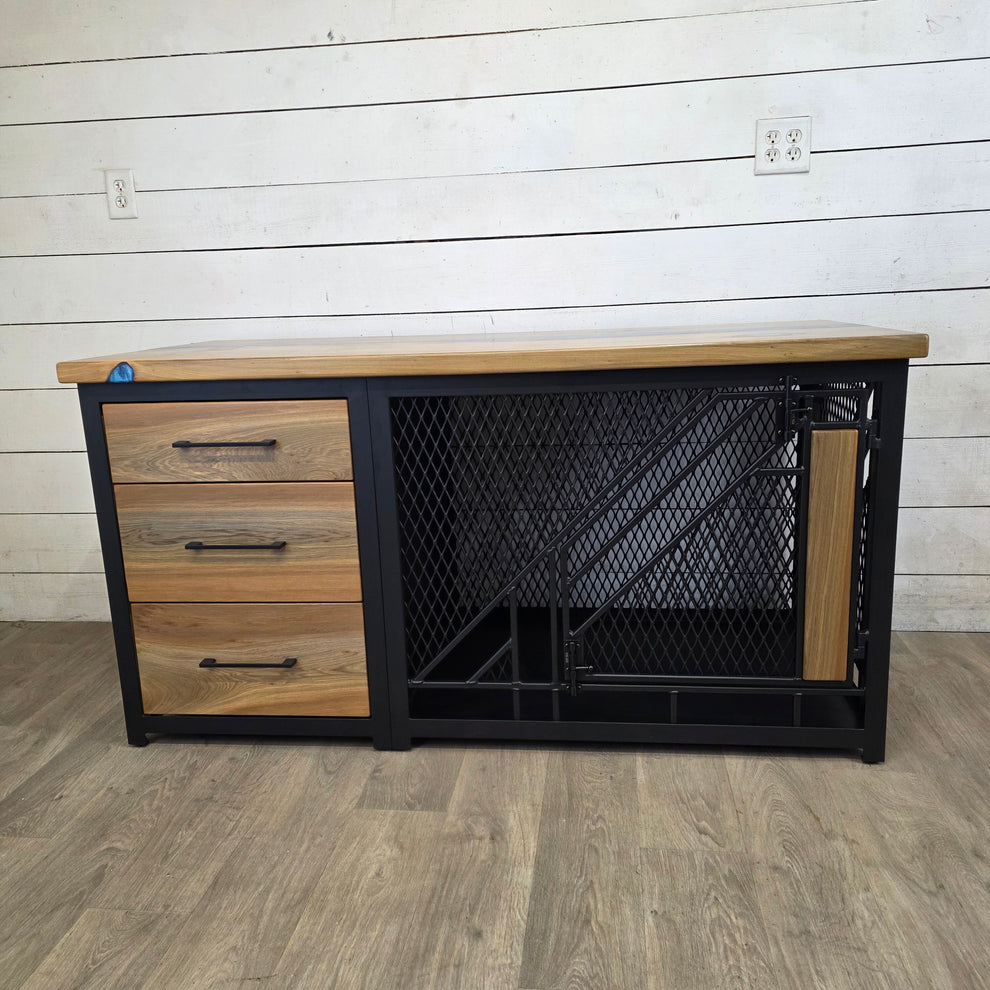 Remy Large Dog Kennel with Drawers & Epoxy River Top | Live Edge Luxury ...