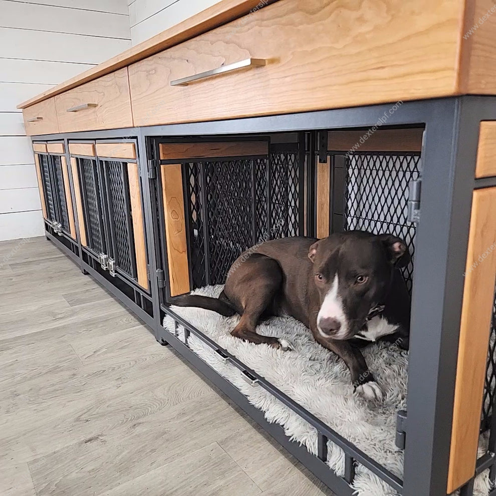 Finnian Triple Large Dog Crate Furniture | 3 Large Compartments ...